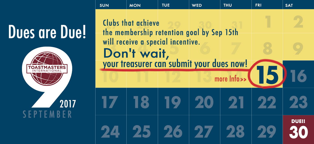 Membership Renewals – Dues are Due!!! – District One