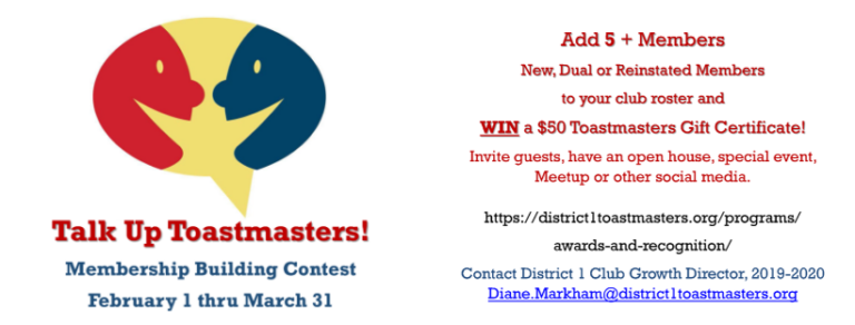 Talk Up Toastmasters Banner – District One Talk Up Toastmasters Banner – District One