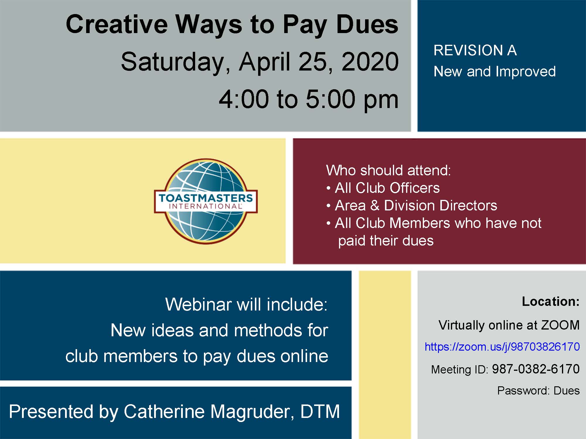 Creative Ways to Pay Dues – District One