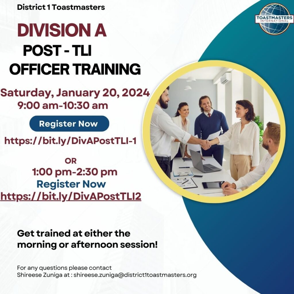 Division A Post TLI Officer Training – District One